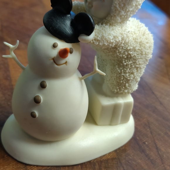 Disney | Holiday | Disney Snowman And Child Figurine Black White Cream ...